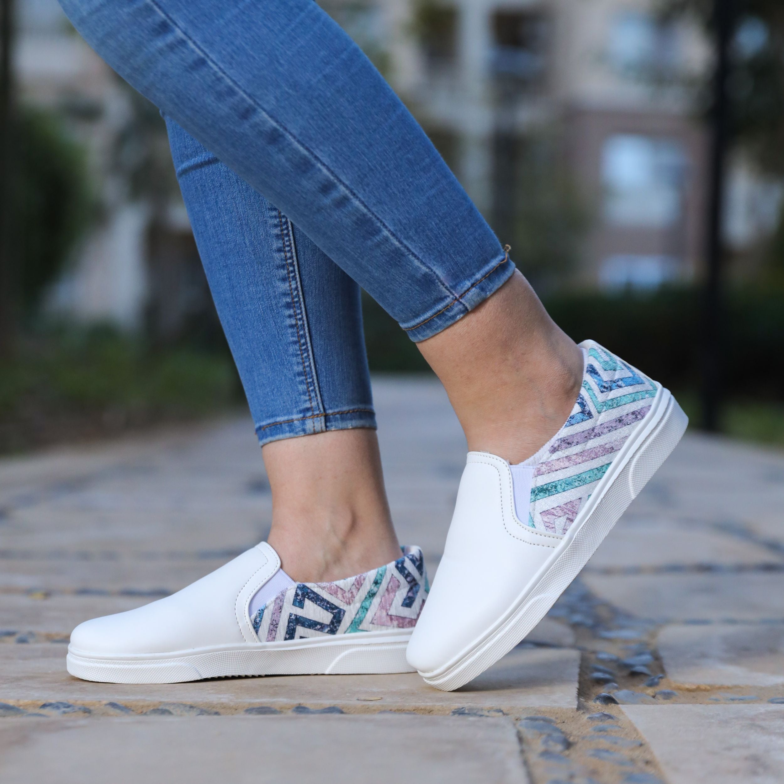 White Maze Slip On Sneakers – Havva Dose