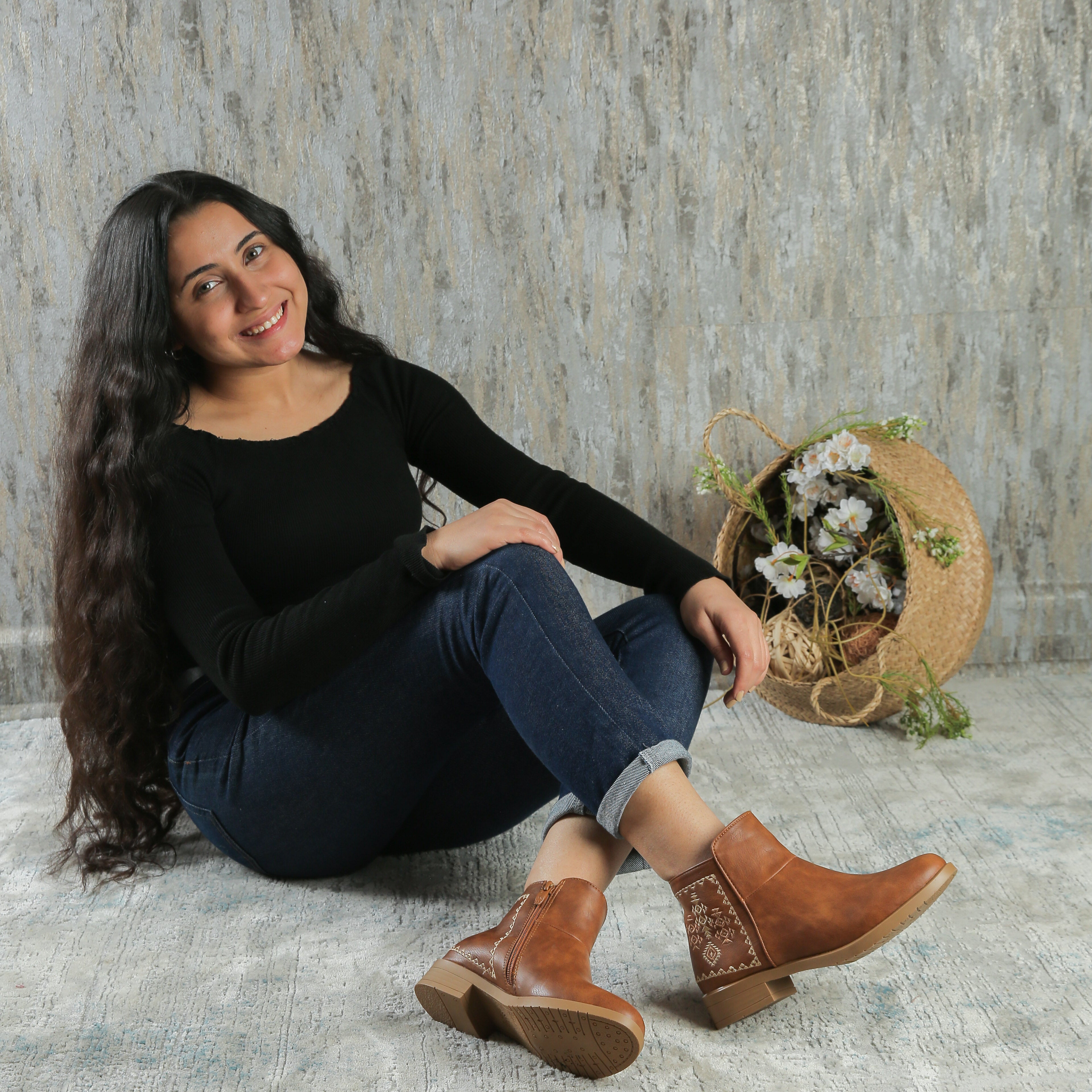 Havan Back Embroidered Zipper Ankle Boots – Havva Dose